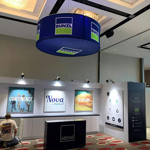 Round Trade Show Hanging Sign - Custom Made Trade Show Booths