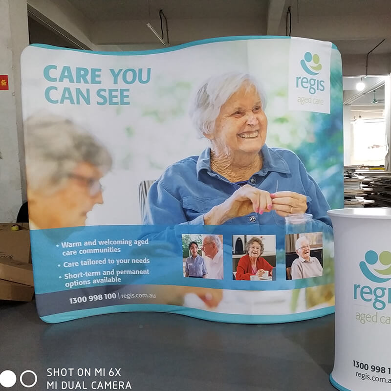 10ft Curved Tension Fabric Display - Custom Made Trade Show Booths